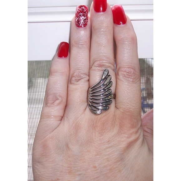 Jewelry | Stainless Steel Fan Ring With Iridescent Glitter | Poshmark